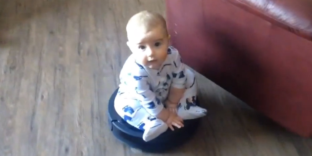 Adorable 7-Month-Old Baby Rides a Roomba Vacuum in This Hilarious Video ...