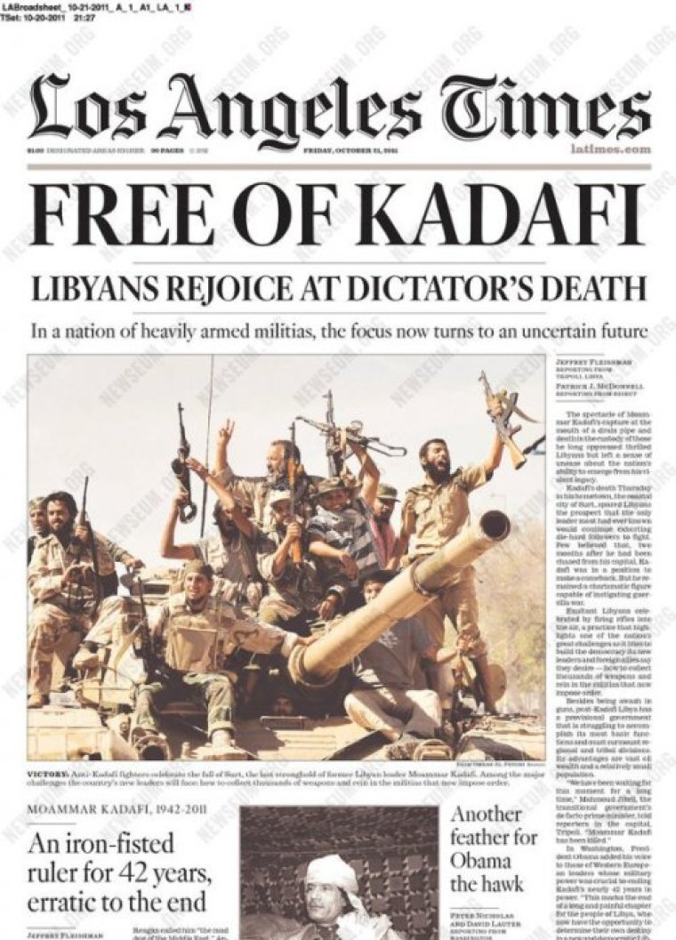 Gaddafi Dead: Photos of Bloody Death Inspires Shocking Front Pages ...